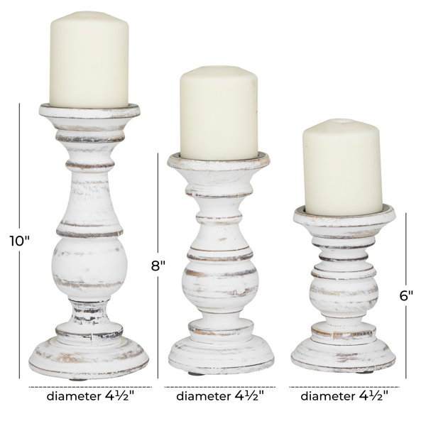 Laurel Foundry Modern Farmhouse® 3 Piece Wood Tabletop Candlestick Set